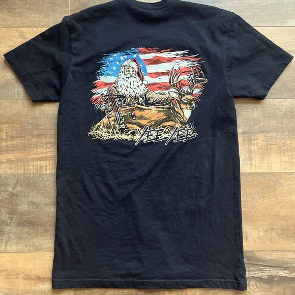 Yee Yee | Shirts | Yee Yee Santa American Flag Bow Deer Crew Neck Short ...